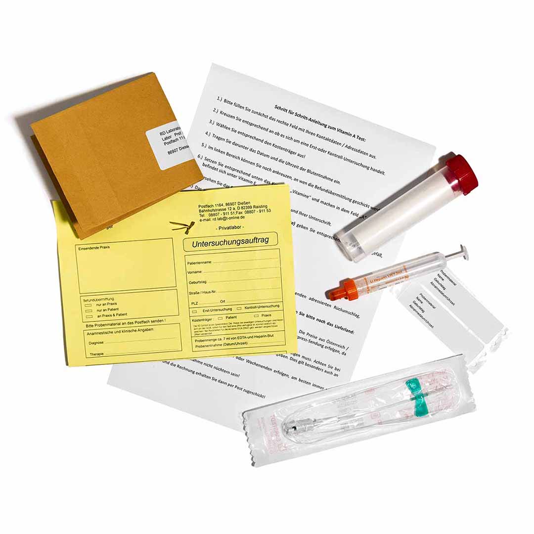 Blut-Test-Kit zur Bestimmung des Vitamin A-Wertes - Blutabnahme im ...